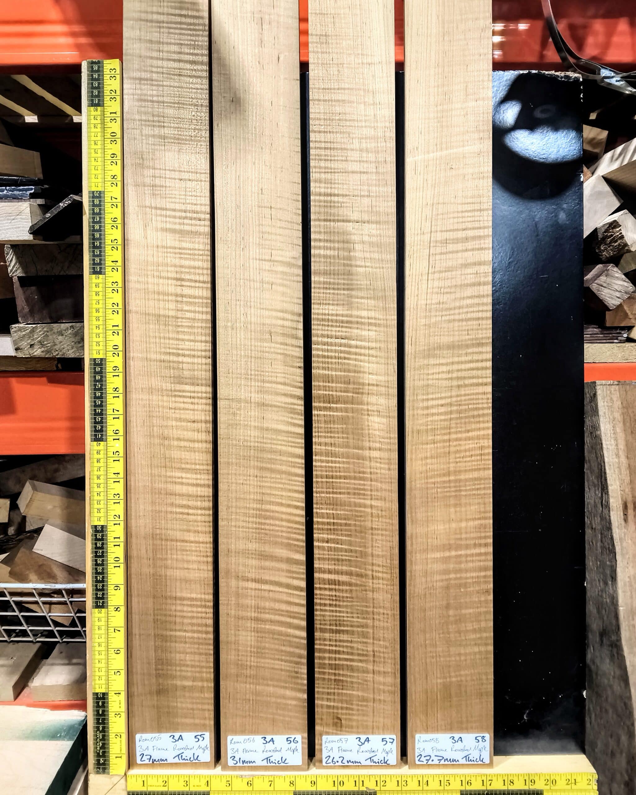 3A Roasted Flame Maple Neck 057 | Luthierwood & Artisan Supplies