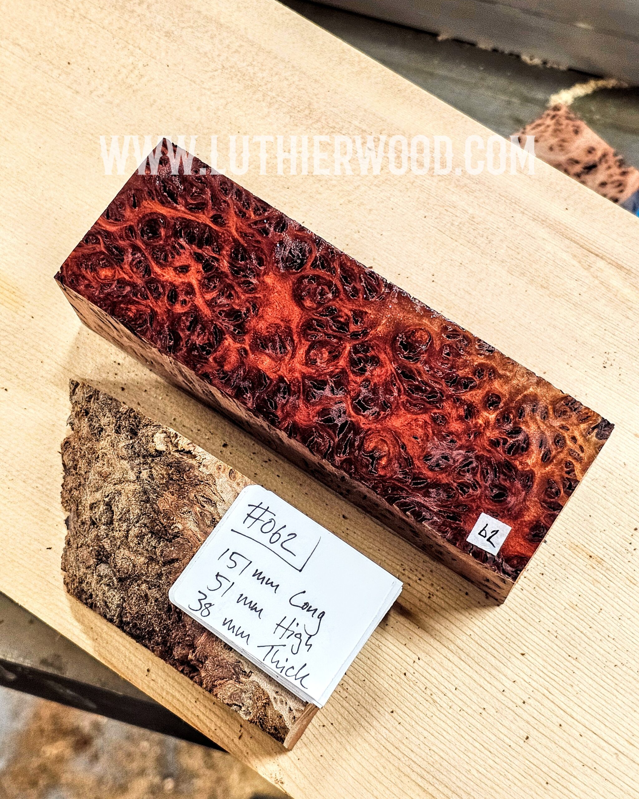 Australian Jarrah Burl Knife Scales Block 062 | Luthierwood & Artisan ...