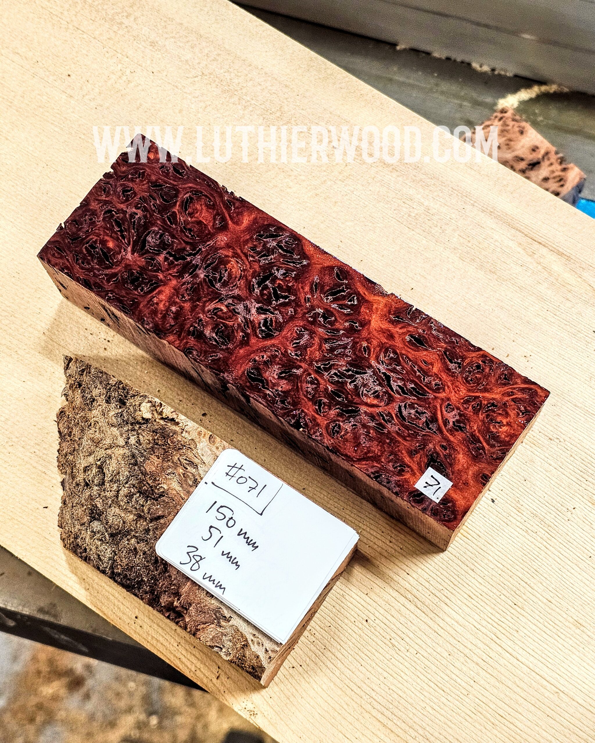 Australian Jarrah Burl Knife Scales Block 071 | Luthierwood & Artisan ...