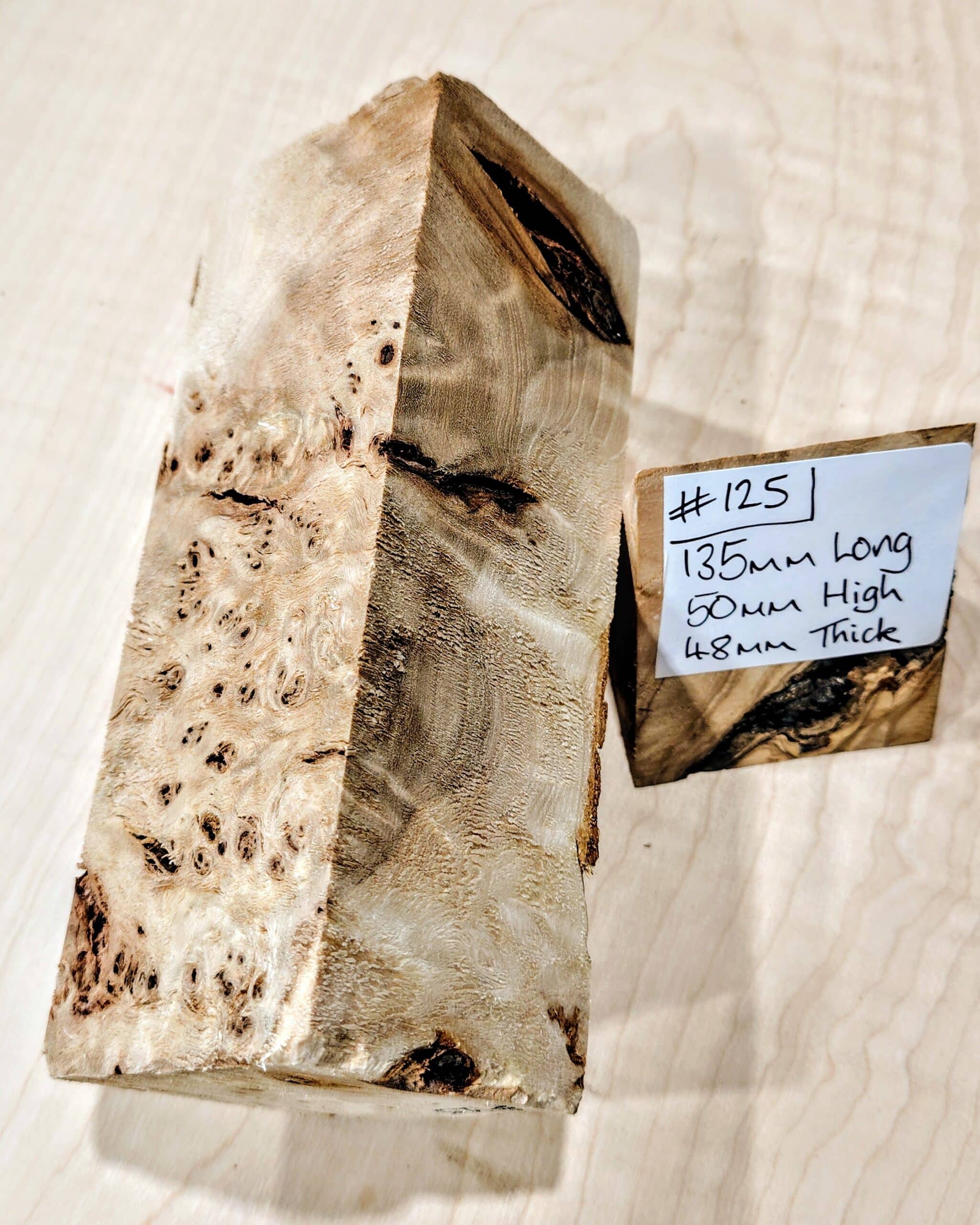 Poplar Burl Knife Handle Scale Block 125 | Luthierwood & Artisan Supplies