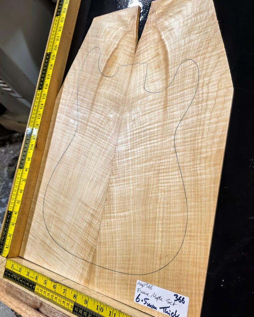 4A Grade Flame Maple Guitar Top Set – Bookmatched Drop Top